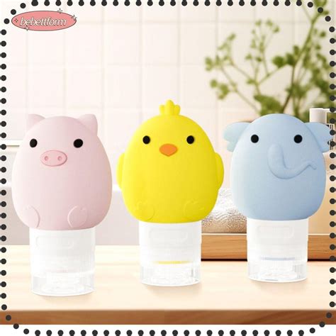 เบบี๋จูบ ขวดหลอดบีบ ขวดเปล่ารีฟิลขนาดเล็กแบบพกพา ภาชนะตัวอย่าง ขวดแชมพูโลชั่นการ์ตูนซิลิโคน