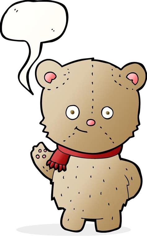 Cartoon Waving Teddy Bear With Speech Bubble 12349209 Vector Art At