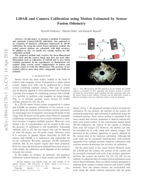 Pdf Lidar And Camera Calibration Using Motion Lidar And Camera Calibration Using Motion