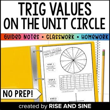 Finding Exact Values Of Trig Functions Guided Notes By Rise And Sine