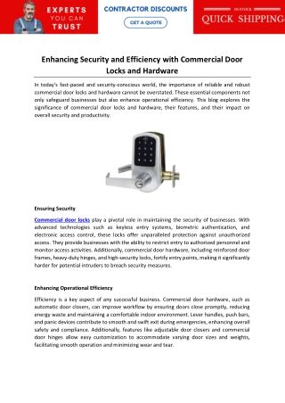 PPT Enhancing Security And Efficiency With Commercial Door Locks And Hardware PowerPoint