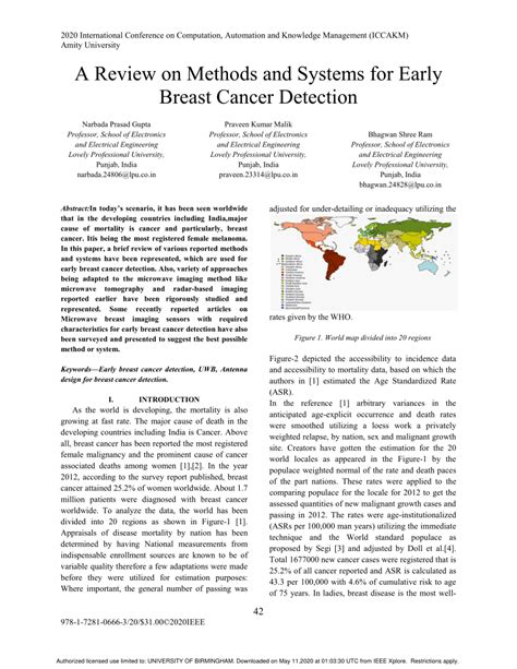 PDF A Review On Methods And Systems For Early Breast Cancer Detection