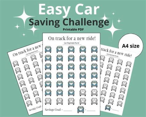 Printable Car Fund Savings Challenge Car Saving Tracker Simple