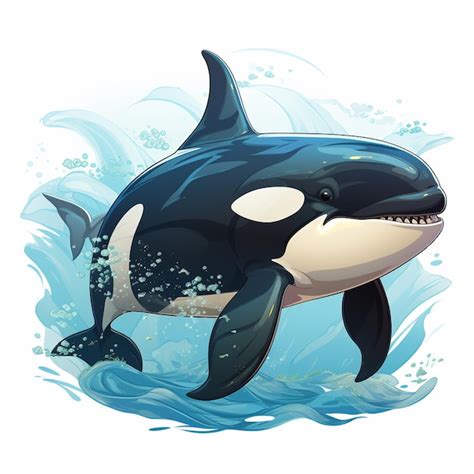 Cute Orca Whale Cartoon Vector Logo Premium Ai Generated Image