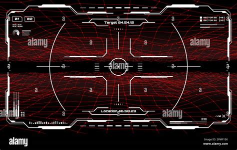 Hud Futuristic Monitor Screen Interface With Target Aim Controls