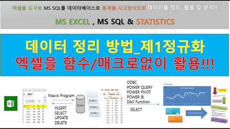 엑셀 데이터 정리방법1정규화 Youtube
