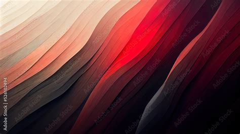 Pastel Red Abstract Lines Wavy Pattern 3d Render Digital Concept Of
