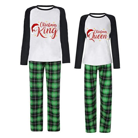 Conjunto De Pijamas Navideños Para Parejas Ropa De Dormir Verde Rey Y