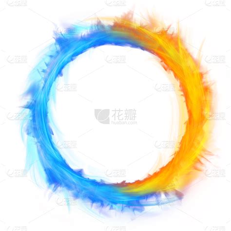 手绘 红蓝双色火焰光环装饰贴纸3