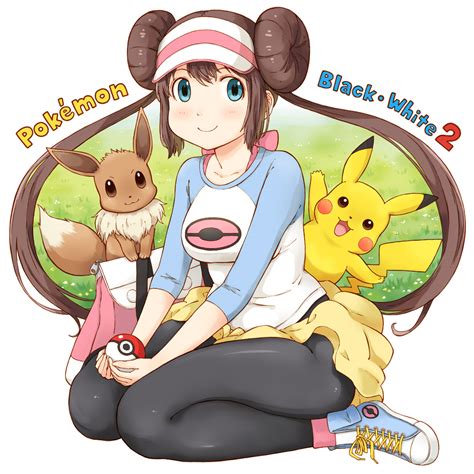 Safebooru Blue Eyes Blush Breasts Brown Hair Double Bun Eevee Hat