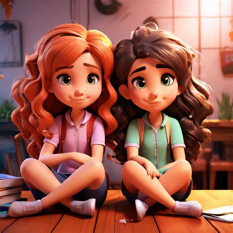 Two Stressed Up Cartoon Girls Sitting Together By Seew Ravindran