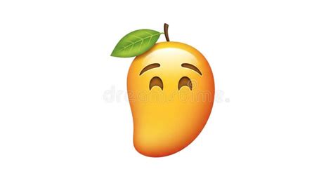 Isolated Sad Mango Emoji With Leaf Vector Illustration Fruit Graphic Design Stock Illustration