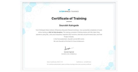 Sourabh Kaingade On Linkedin Successfully Completed The Sql For Data