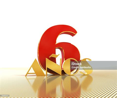 황금 번호 6 와 단어 년 골드 라인의 전망의 배경 스페인어에서 번역 된 년 3 차원 일러스트 레이 션 0명에 대한 스톡 사진
