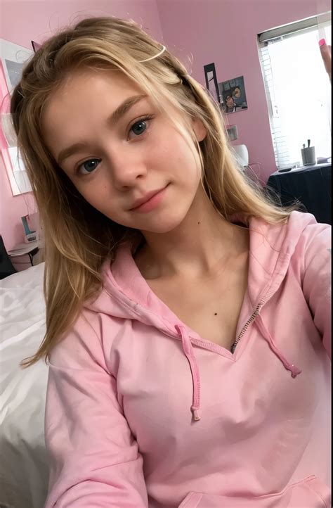 A Close Up Of A Young Girl In A Pink Hoodie Seaart Ai