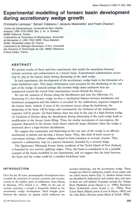 Pdf Experimental Modeling Of Forearc Basin Development During