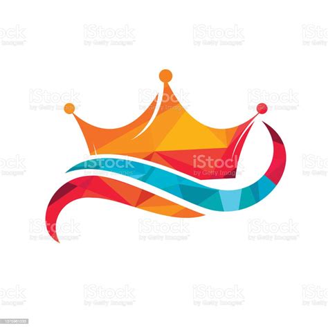 웨이브 킹 벡터 로고 디자인 물 바다 파도 와 크라운 벡터 디자인 로고에 대한 스톡 벡터 아트 및 기타 이미지 로고 트리톤 그리스 신 관광 Istock