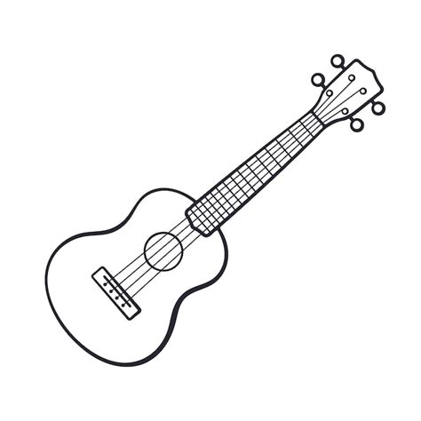 Doodle Dibujado A Mano Guitarra Acústica Vector Clipart Esquema
