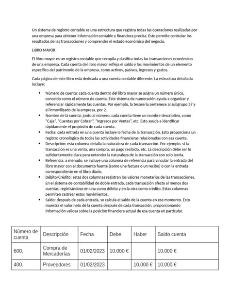 Un Sistema De Registro Contable Es Una Estructura Que Registra Todas