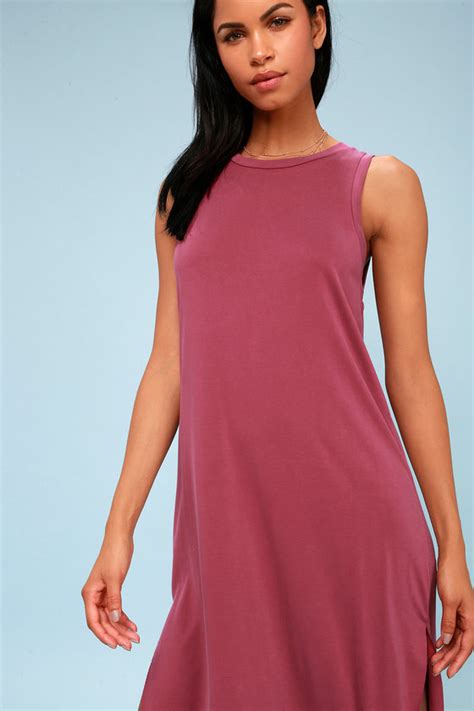 Chic Washed Magenta Dress Sleeveless Dress Midi Dress