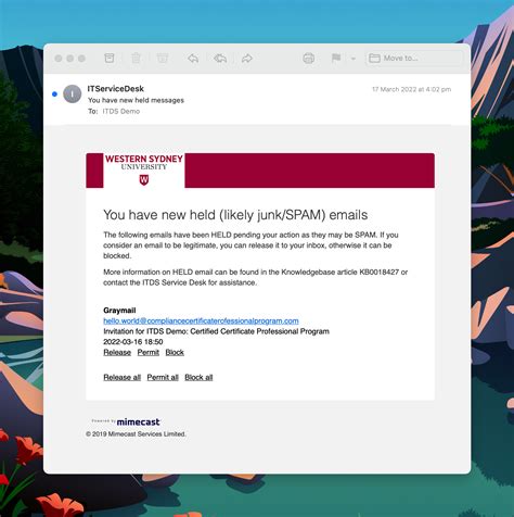 Enhanced Email Security Western Sydney University