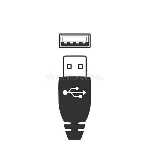 Usb Port And Connector Male Female Connection Stock Vector