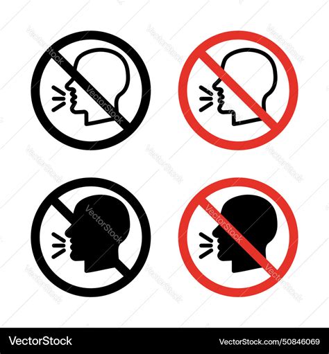 No Talking Sign Icon Set Silence And Quiet Symbol Vector Image
