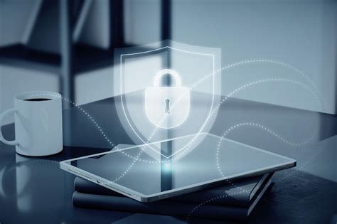 Premium Photo Close Up Of Tablet With Creative Padlock Interface On Blurry Background Password