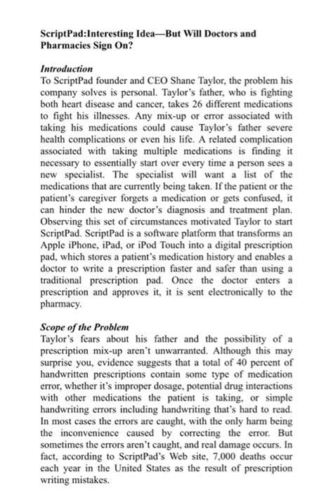 Solved ScriptPad Interesting Idea But Will Doctors And Chegg Com