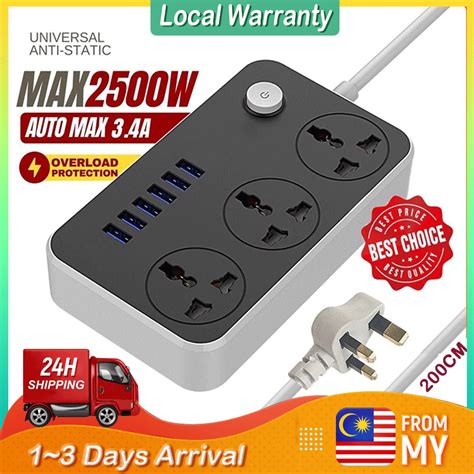 【hot Selling】 6 Usb Port 3 Universal Power Strip Extension Plug Power Socket Electric Sockets