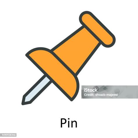 Vecteur Épingler Contour De Remplissage Icône Illustration De