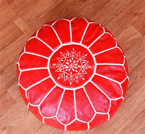 Moroccan Leather Ottoman Pouf Leather Pouf Genuine Leather Pouf