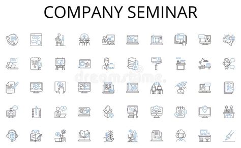 Company Seminar Line Icons Collection Preparation Anxiety Questions Performance Experience