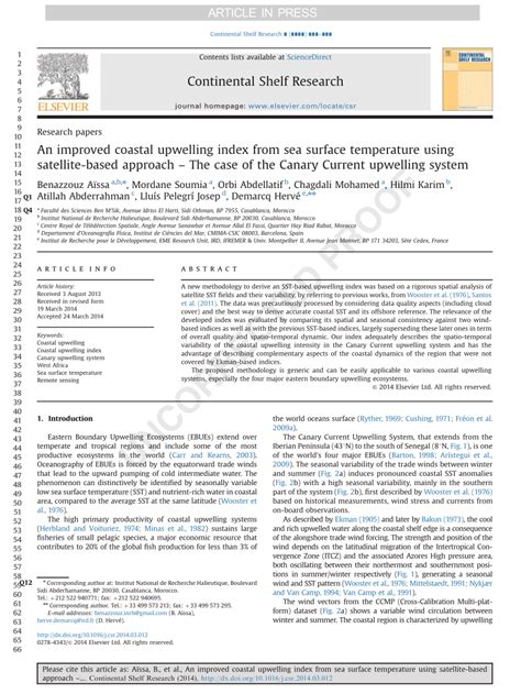Pdf An Improved Coastal Upwelling Index From Sea Surface Temperature Using Satellite Based