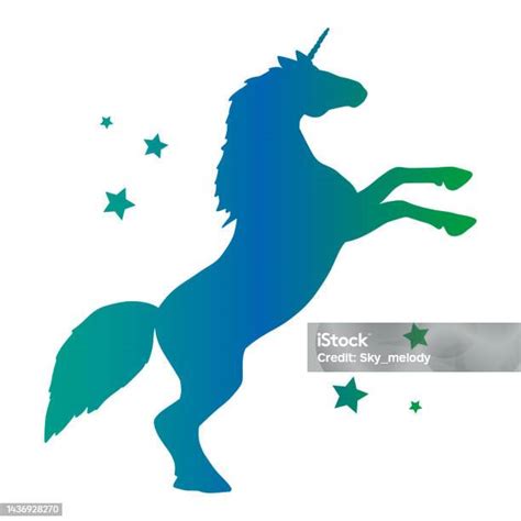 Silhouette De Licorne Design Uni Plat Avec Couleur Dégradée Arcenciel
