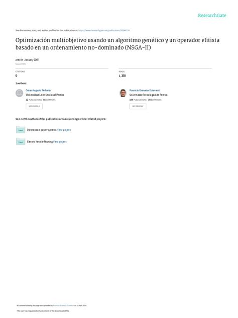 Optimizacion Multiobjetivo Usando Un Algoritmo Gen Pdf Algoritmo