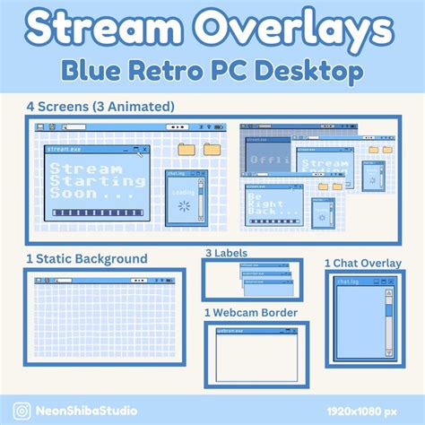 Animated Blue Retro Pc Stream Overlays Streamlabs Twitch Obs Background