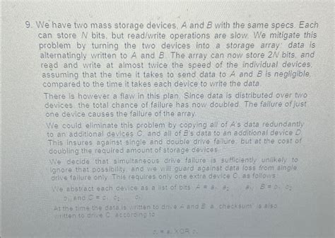Solved We Have Two Mass Storage Devices A And B ﻿with The