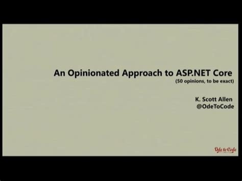 NDC Conferences Talk An Opinionated Approach To ASP NET Core From NDC Conferences Class Central