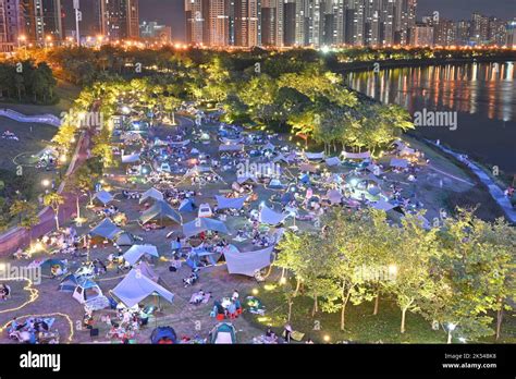 Nanning China October 4 2022 Aerial Photo Shows A Large Number Of People Camping In