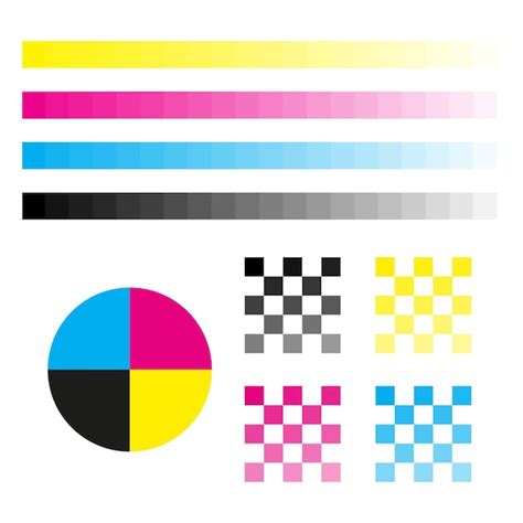 Gráfico De Cores Cmyk Barras De Gradiente E Padrões De Verificação