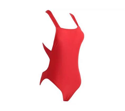 Red Baywatch Inspired One Piece Swimsuit Womens Fashion Coats
