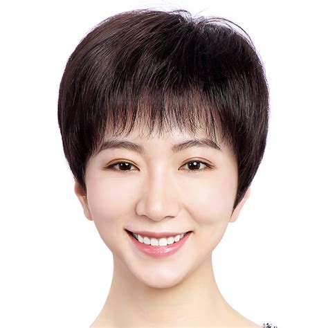假发女全头套真发全真人发套短发妈妈中老年女士自然假发套真头发虎窝淘
