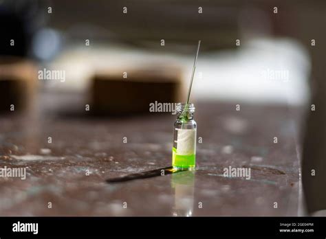 Colourful Reagents In Lcms Vial With Capillary On Uv Light In A