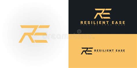 Modern Initial Vector Letter Re Or Er Logo In Gold Color Isolated On Multiple Background Colors