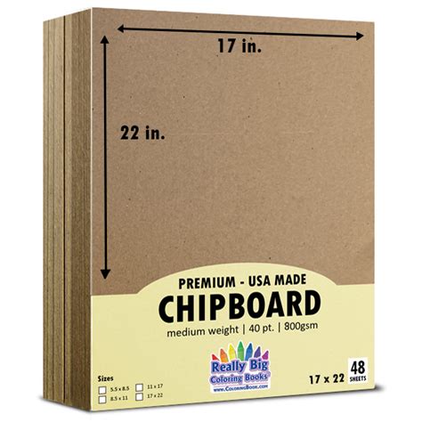 Chipboard 8 5 X 11 24 Sheets Really Big Coloring