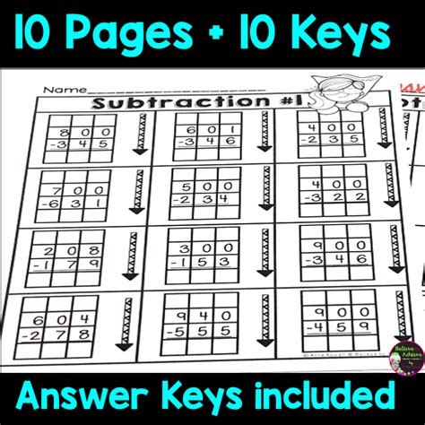 3 Digit Subtraction Across Zeros Worksheets Worksheets Library