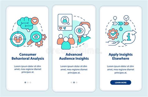 Understand Consumer Behavior Onboarding Mobile App Screen Stock Vector
