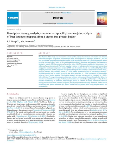 Descriptive Sensory Analysis Consumer Acceptability And Conjoint 2022
