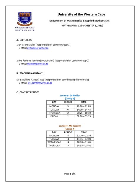 Mam126 Course Outline 2021 Pdf Derivative Integral
